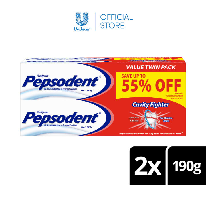 ⭐COD⭐ Pepsodent Toothpaste Cavity Fighter 190g Twin Pack | Lazada PH