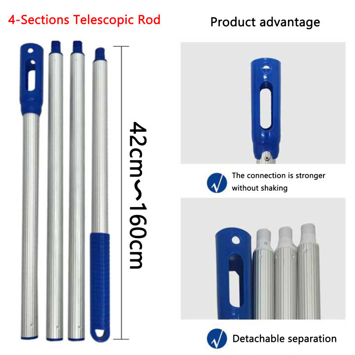 160cm Telescopic Pole Detachable Rod Pool Cleaner Handle Rod Adjustable ...