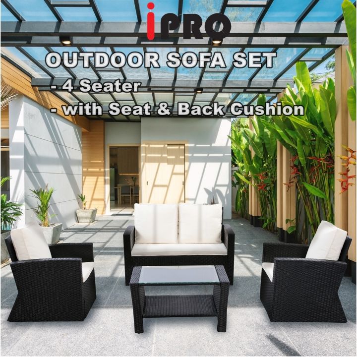 IPRO Outdoor Rattan Sofa 4 Seater Balcony Garden Outdoor Furniture ...
