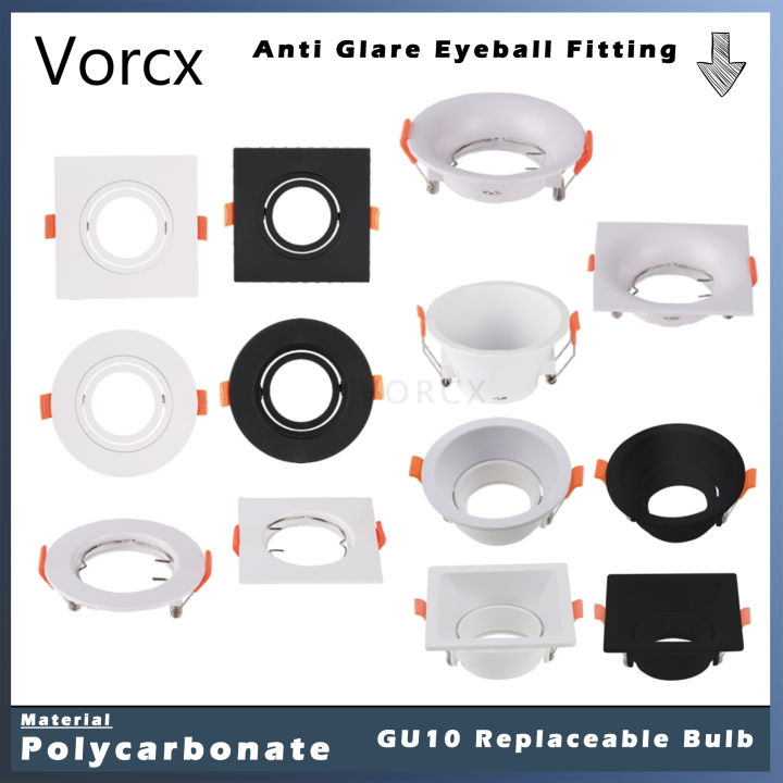 EB PC LED Eyeball Spotlight Fitting Anti Glare Black White Round Square ...