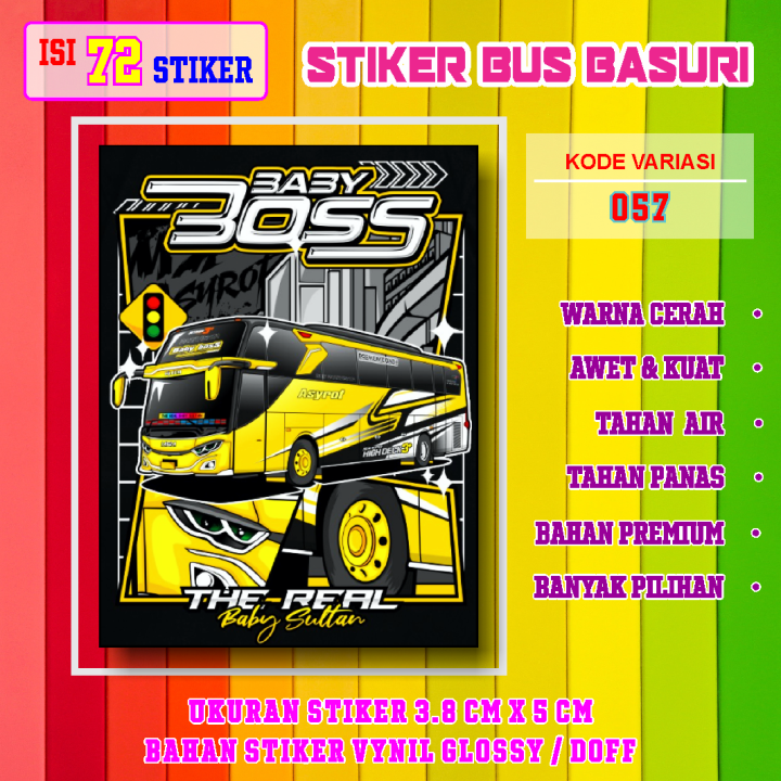 stiker bus basuri BABY BOSS [057] isi 72 pcs warna cerah awet jelas ...