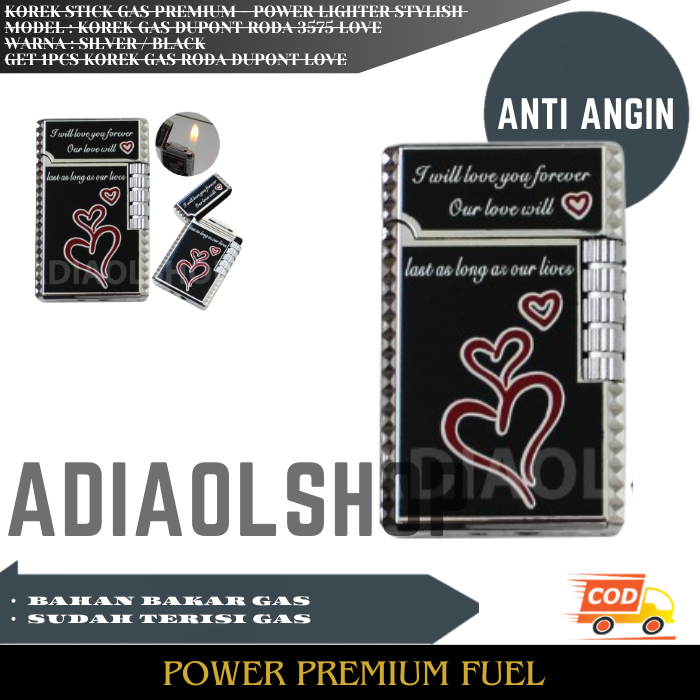Korek Api Gas Dupont Roda Api Motif Love Daun Korek Api Dupon Api Lilin ...