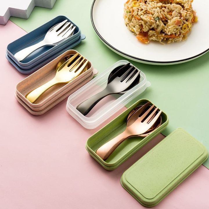 304 stainless steel portable spoon Fork Short handle spork student ...