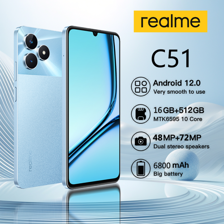Realme C51 Original Smartphone Android 5G Brand New Mobile Phone 16+512GB 6.7 inch 5000mAh OLED ...