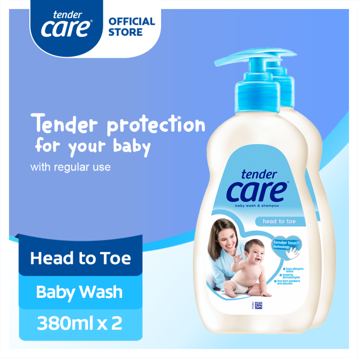 Tender Care Head to Toe Baby Wash & Shampoo Hypoallergenic 380ml Pump ...