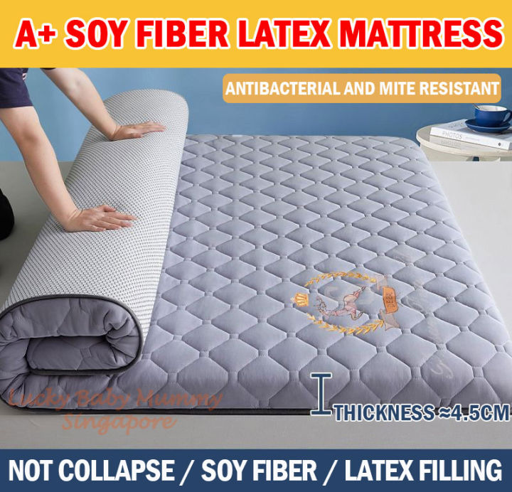 Soy Latex Fiber Mattress Memory Foam Cotton Single Queen King Foldable