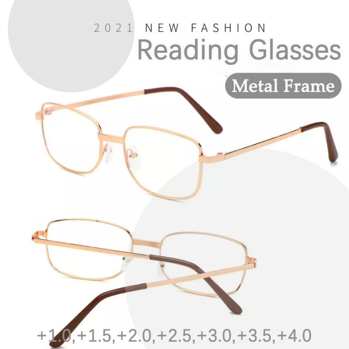 +100 to +400 Metal Frame Reading Glasses for Men Women Fashion Glasses ...