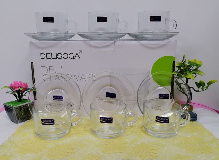 DELISOGA Clear Glassware Reusable Espresso Glass Coffee Cup 6pcs with ...