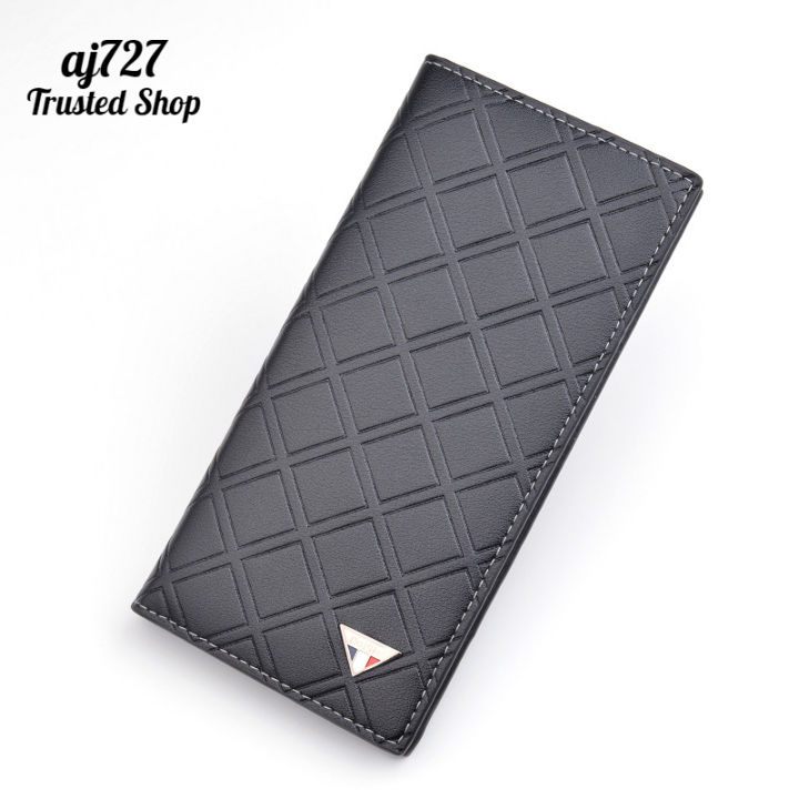 Men's Long Wallet Korean Fashion PU Leather Plaid Trend Large Capacity ...