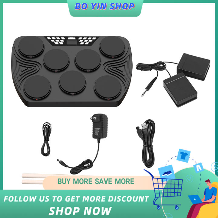 Multifunction Portable Electronic Drum Set 7 Velocity-Sensitive Pads ...