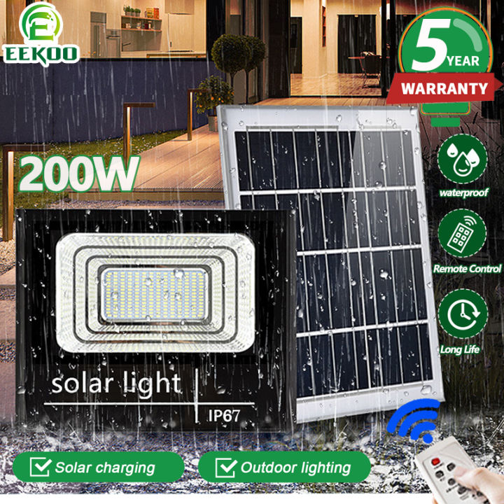 EEKOO Heavy Duty Outdoor LED Solar 5 Years Warranty 500W 300W 200W Garden Flood Light Solar ...