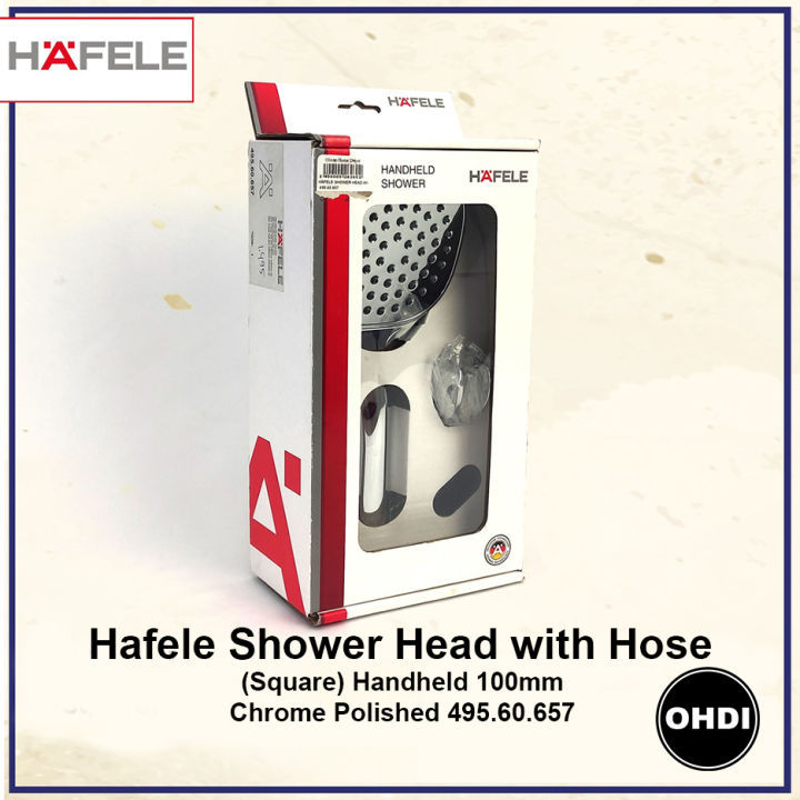 HAFELE Handheld Shower Head with Hose Square 100mm Chrome Polished 495. ...