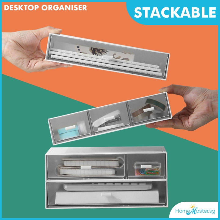 [SG Ready Stock] Desktop Organizer Stackable Storage Box | Lazada Singapore