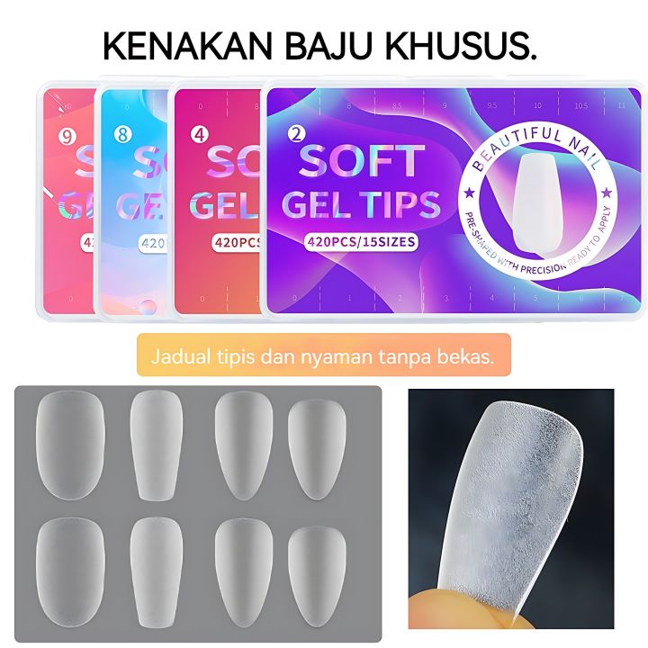 420/550/300/100 PCS Karya Seni Kuku Buram FULL BUFF NAIL Sangat Tipis ...