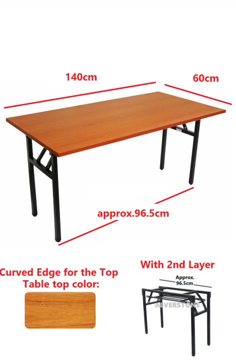 Alverstone Foldable Table 140 cm x 60 cm x 75 cm Color: Woodgrain Steel ...