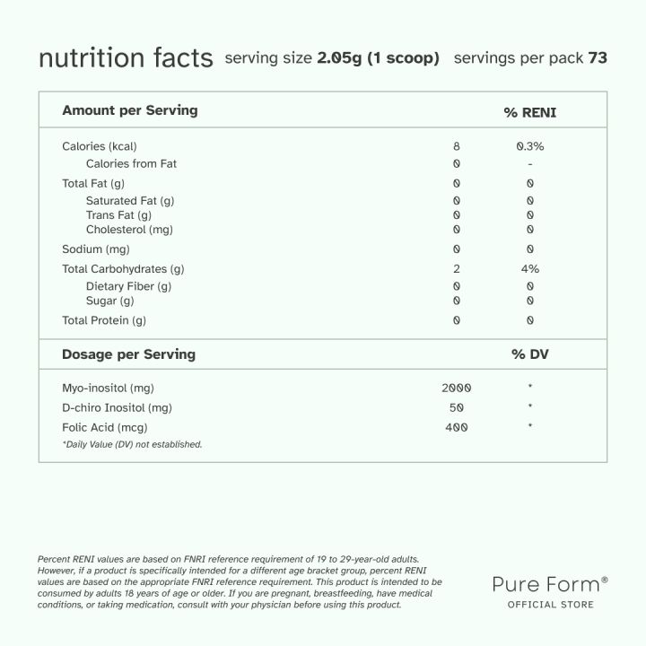 Pure Form® Inositol Powder | 40:1 Myo-Inositol and D-Chiro-Inositol w ...