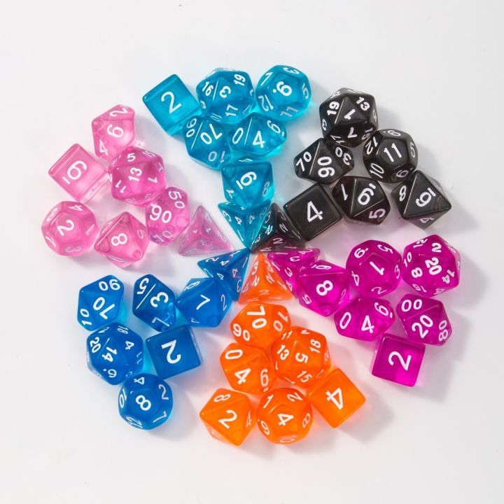 Colorful Transparent Multi Faced Dice Seven Piece Set of Dragons and ...