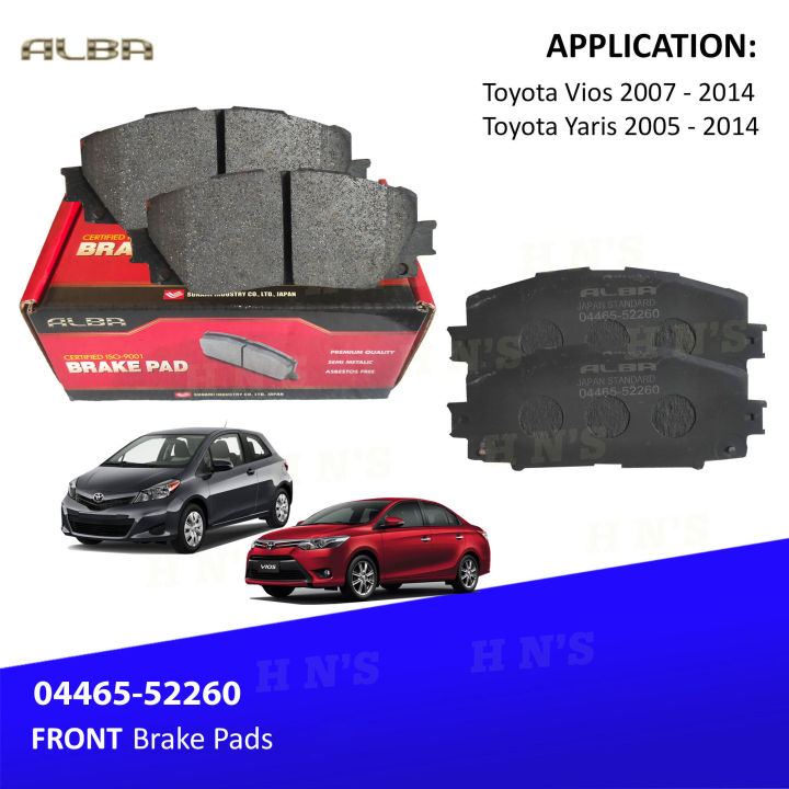 ALBA Brake Pads FRONT for Toyota Vios ( 2007 - 2014 ) Toyota Yaris ...