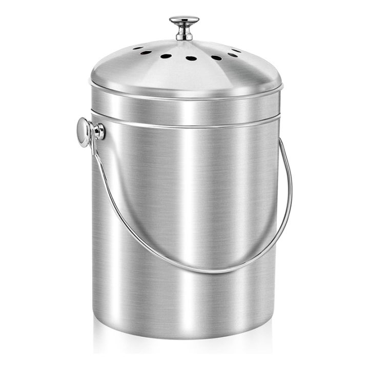 Top Compost Bucket for Kitchen Countertop,1.3 Gallon Stainless Steel ...