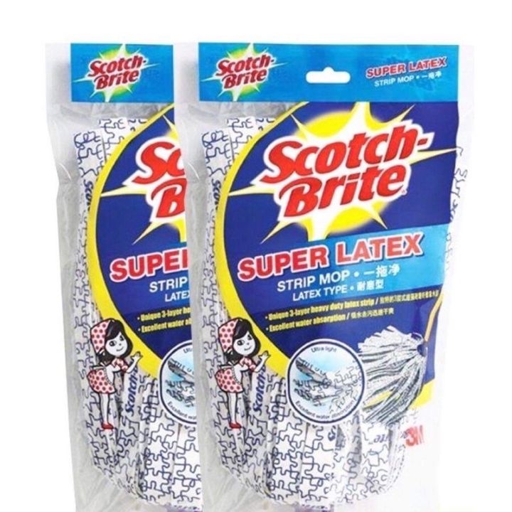 3M Scotch Brite Twin Pack Super Latex Strip Mop Refill | Lazada