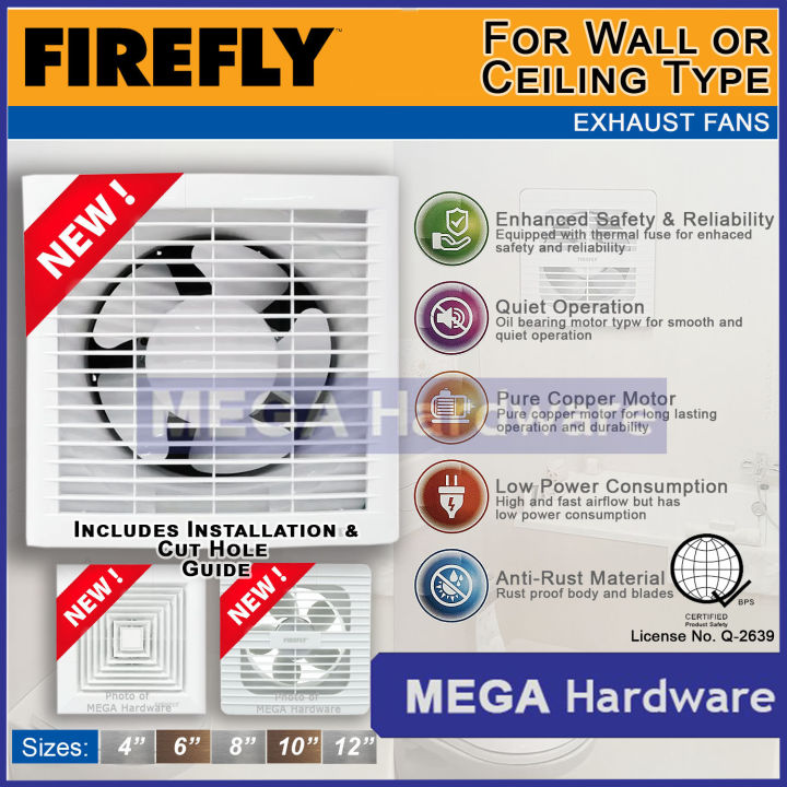 FIREFLY Exhaust Fan for Ceiling or for Wall (4", 6", 8", 10", 12 ...