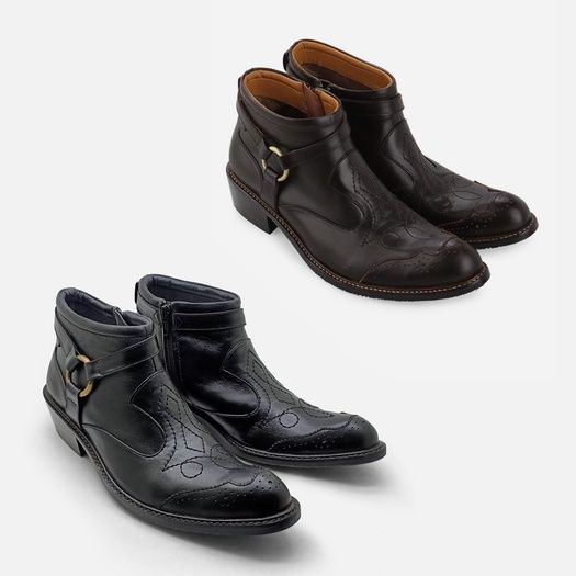 Guin Casalini Sepatu Boots Pria Formal Cow Leather model Cowboy Semi ...