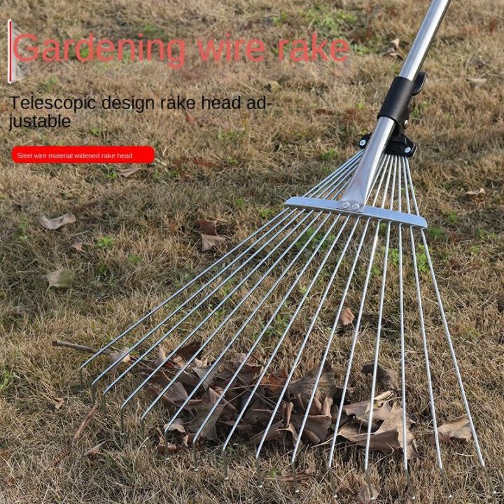 💖 READY STOCK 💖 Stainless Steel Rake Retractable Handle Rake Grass Rake ...