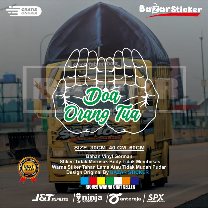 stiker kaca truck pick up doa orang tua sticker cutting variasi kaca ...