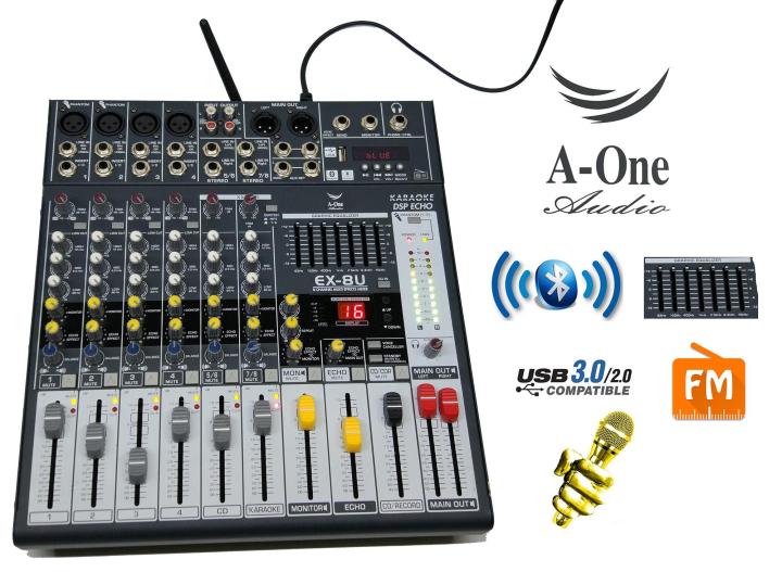 A-one EX-8U 8 Channels Professional Mixer USB/SD/MP3/Bluetooth | Lazada PH