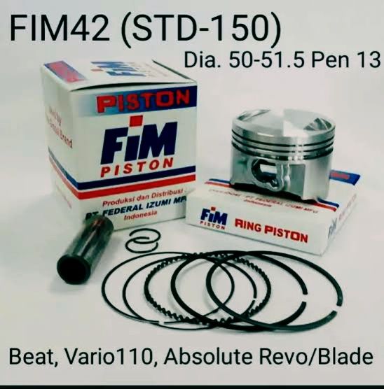 Piston kit FIM Beat / blade / vario 110 / revo Std (100) 51 mm | Lazada ...