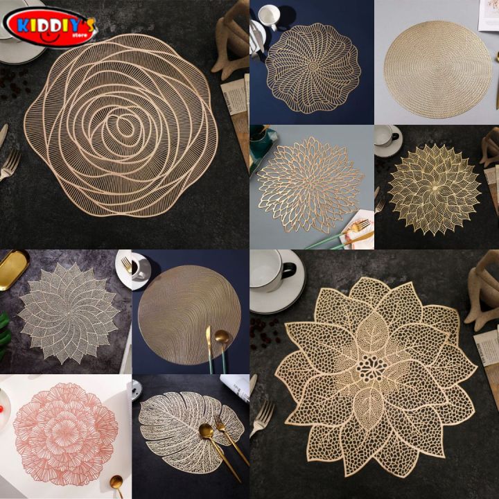 Alas Meja Raya Haji 2024 Table Mat Gold Flower Rose Decoration Placemat ...