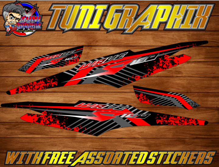 HONDA WAVE 100 Red Blast Decals Set with Assorted Stickers - Malaysian ...