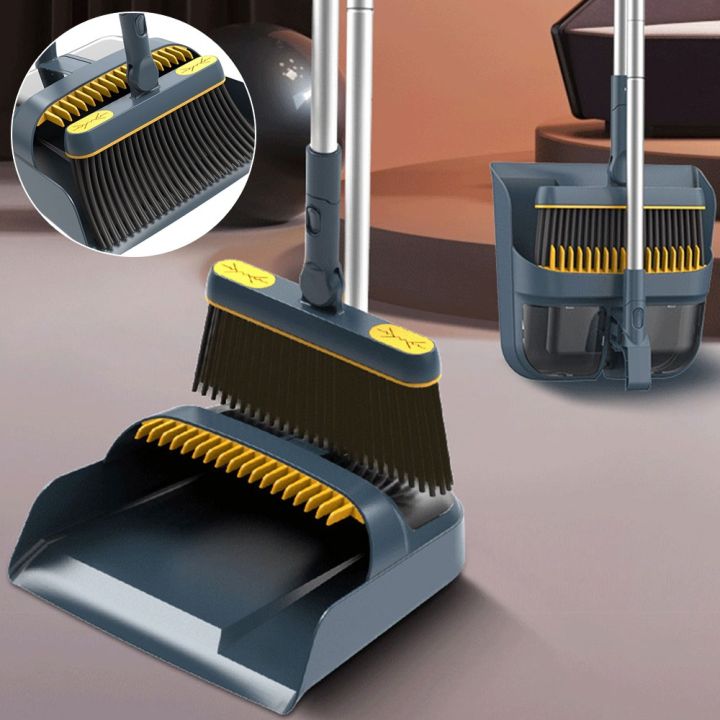 3 in 1 Rotatable Foldable Sweeper Broom Dustpan Set Tangle Hair Outdoor Broom Set Penyapu ...