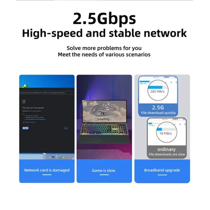 PCIE to RJ45 10/100/2500Mbps Gigabit Ethernet Adapter Lan with Low ...