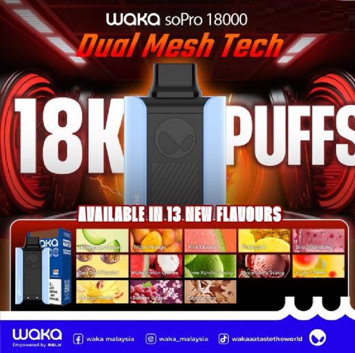 WAKA SO PRO 18,000PUFF BATTERY BUILT IN RICH x SWEET AVAILABLE IN 13 ...