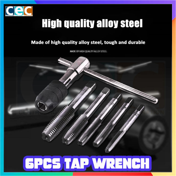6pcs T-type Machine Screw Thread Tap Wrench M6/M7/M8/M10/M12 Tap Set DIY Hand Tool Wrench ...