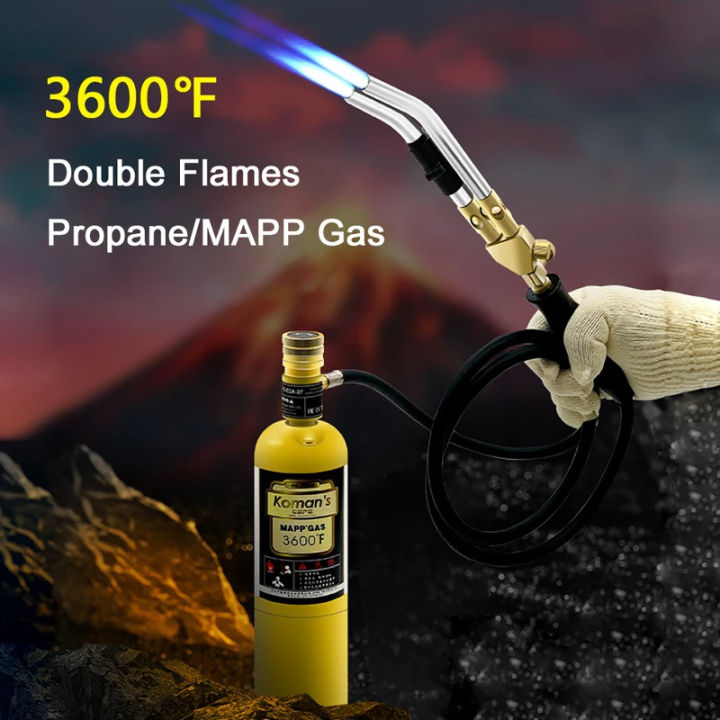 Mapp Gas Welding Torch Double Flame Jets Soldering Torch 3600° F ...
