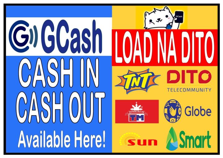 LOAD NA DITO SIGNAGE GCASH CASH IN LAMINATED 8X11 INCH | Lazada PH