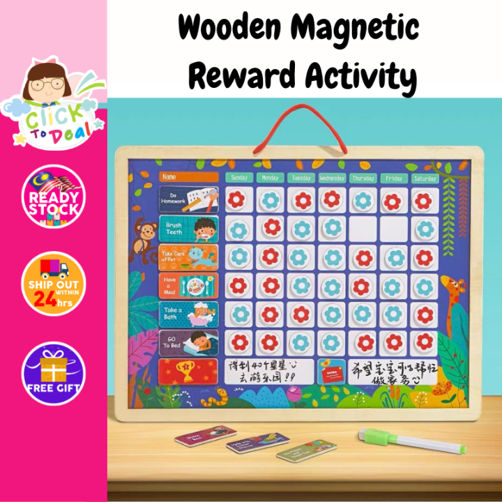 Reward Board Wooden Magnetic Reward Activity Responsibility Chart Kids ...