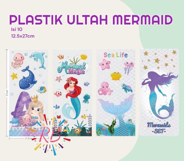 Plastik Ulang Tahun MERMAID isi 10 / Plastik Ultah Anak Ariel Mermaid ...