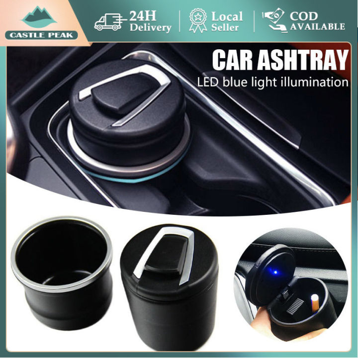 Asbak Mobil Portable Lampu LED Car Ashtray Hitam Mini Asbak Rokok ...