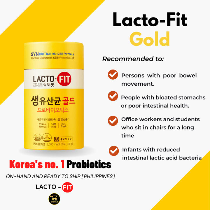 Korean Lacto Fit Gold Probiotics Supplement Powder for Adult / Kids (50 ...