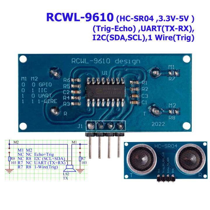 RCWL-9610 (HC-SR04P 3.3V-5V )(Trig-Echo) ,UART(TX-RX), I2C(SDA,SCL),1 Wire(Trig) | Lazada.co.th