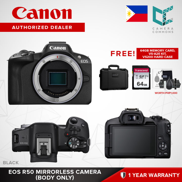 Canon EOS R50 Mirrorless Camera with 18-45mm Lens Black White APS-C 4K ...