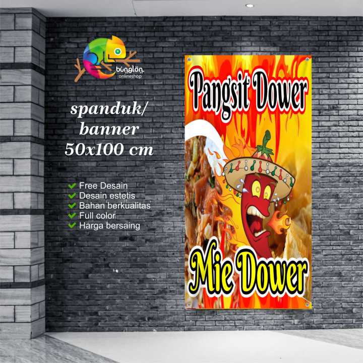 Spanduk 50X100 Banner Pangsit Dower Mie Dower Custom Desain | Lazada ...
