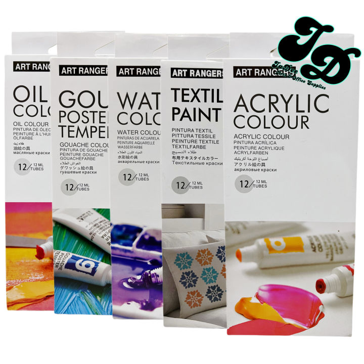 [12 tubes x 12ml] Art Ranger ACRYLIC/WATERCOLOR/GOUACHE/TEXTILE/OIL ...