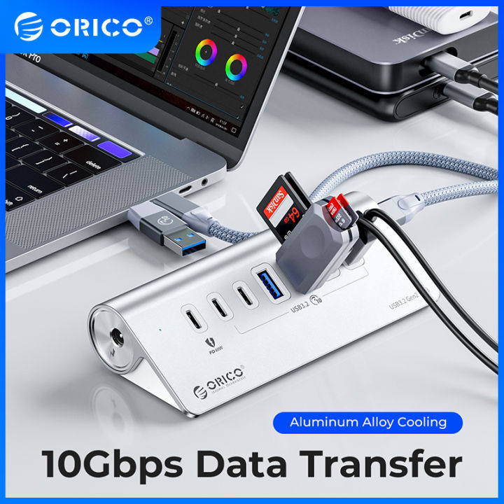 USB 3.2 Hub ORICO PD60W Charger Type C Splitter, Aluminum USB Hub with ...