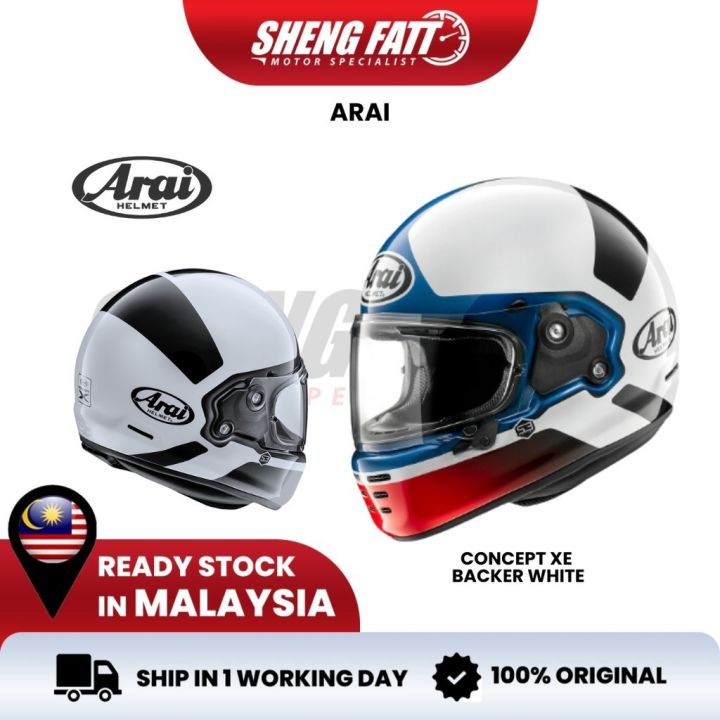 ARAI Concept-XE Backer White Helmet Motor Full Face Original Cafe Racer ...