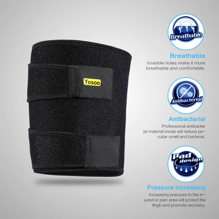 Thigh Brace Support for Hamstring Quad Groin Pain Relief Adjustable ...