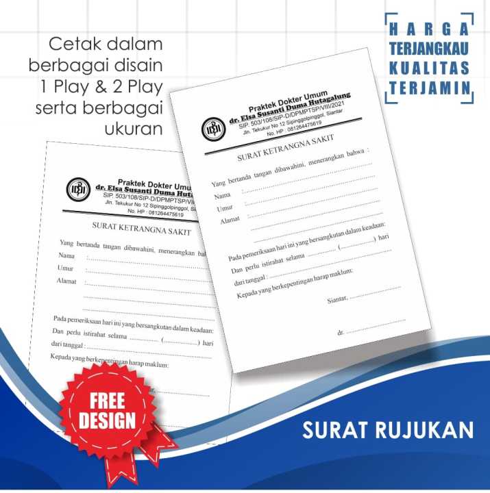 Custom Cetak Nota Buku Surat Rujukan Dokter Surat Rujukan Bidan Surat ...